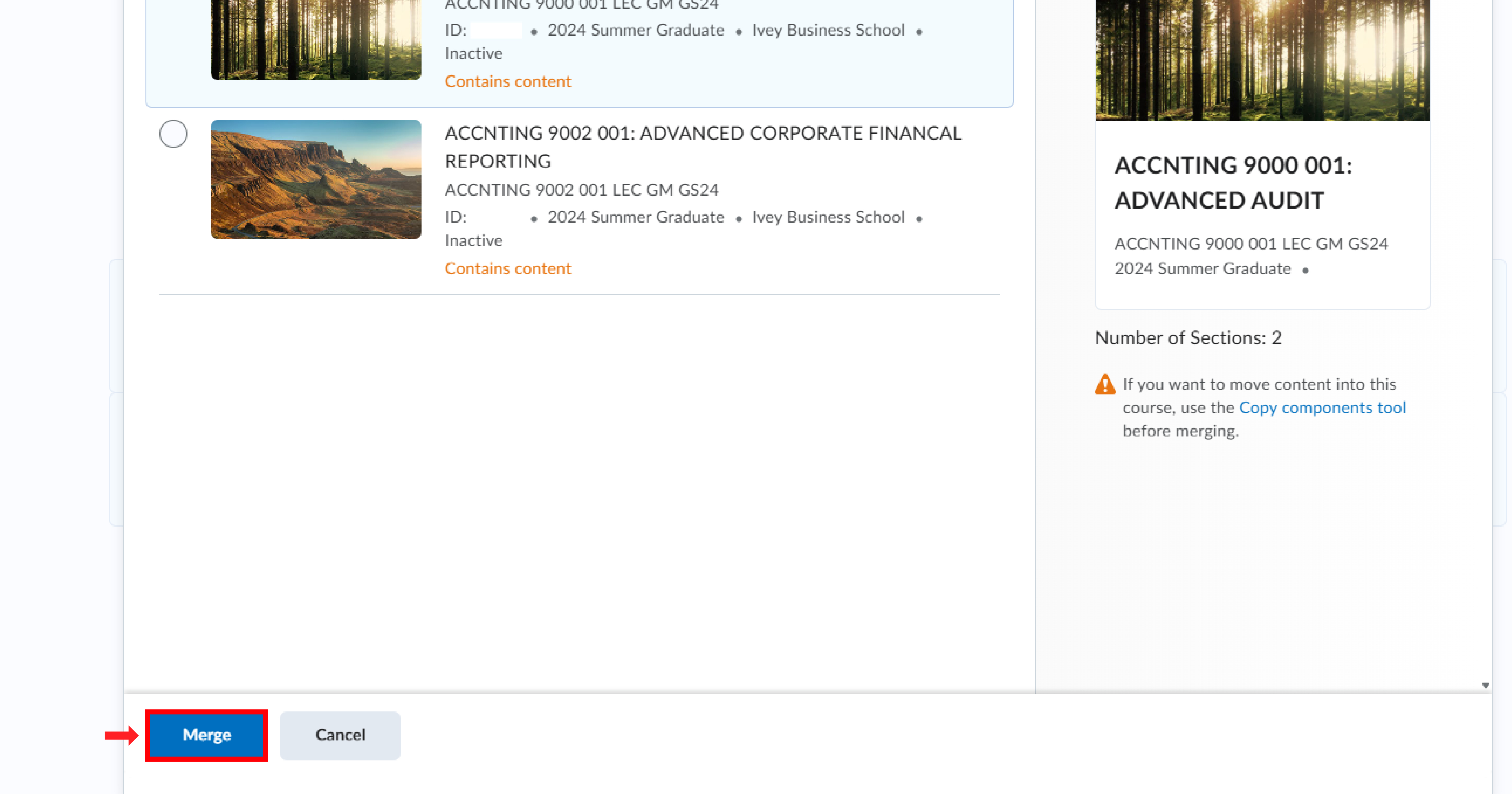 Merging Your Courses - OWL Brightspace Help - Western University